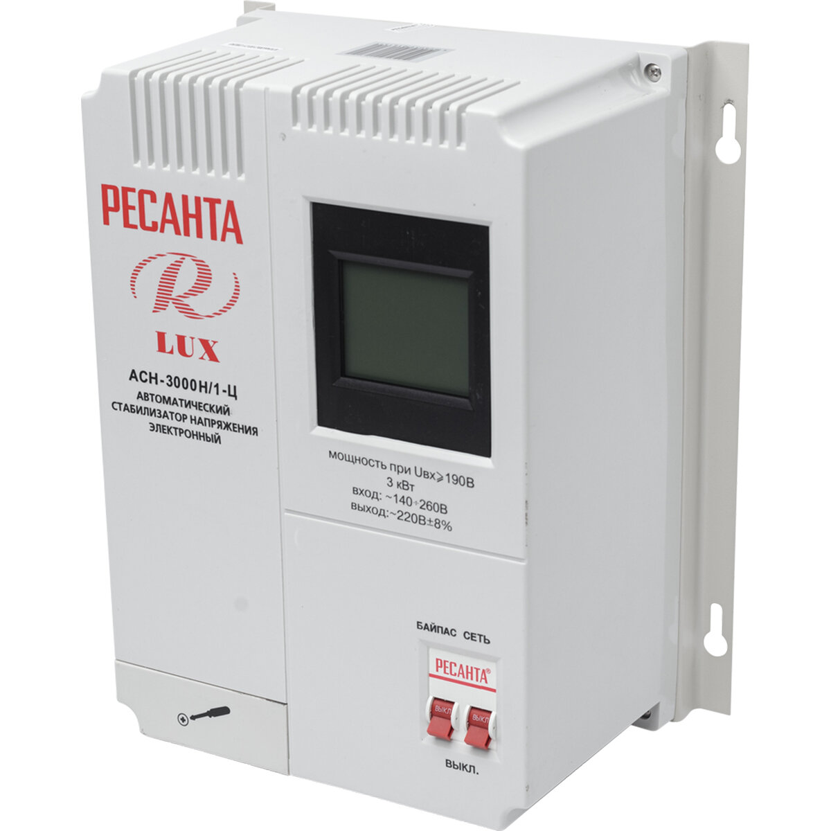 Стабилизатор напряжения Ресанта АСН-3 000Н/1-Ц Lux (63/6/21) белый, 3 кВт