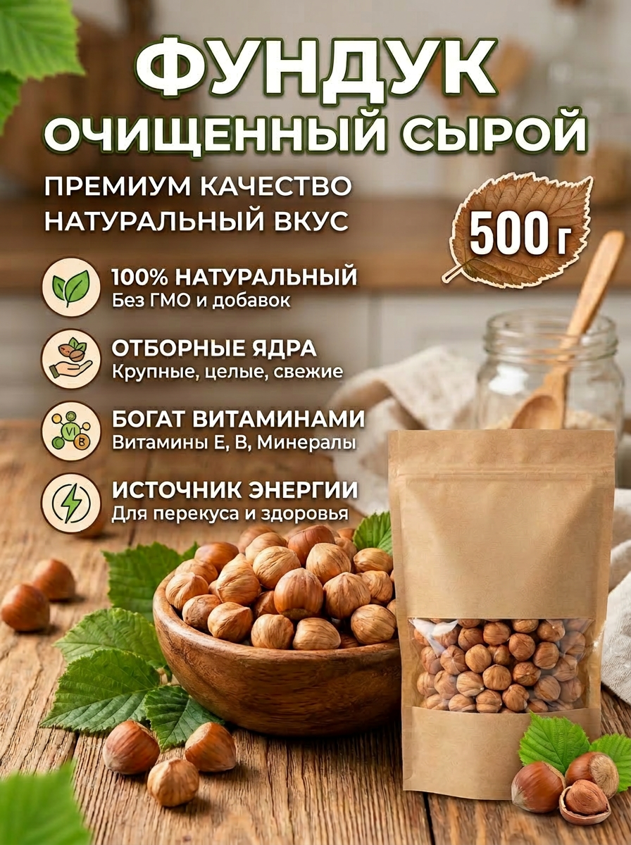 Фундук очищенный сырой 500 г