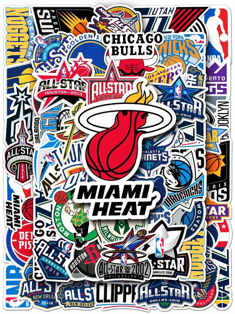 50 стильных наклеек с баскетбольной NBA тематикой для декора- веселые стикеры для детей и взрослы