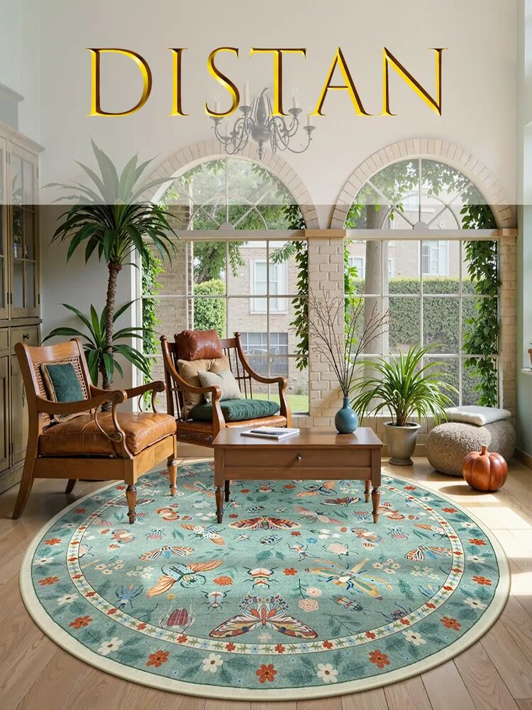 DISTAN Ковер Тематика насекомых, дизайн в виде бабочек и стрекоз, имитация кашемира-супер мягкий 150x150 см