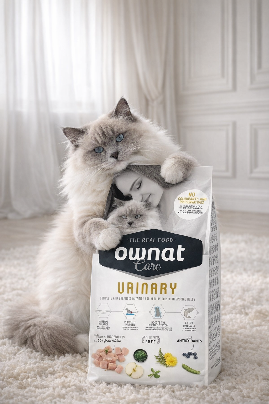 Ownat Care Urinary Сухой корм для профилактики заболеваний мочевыводящих путей у кошек, с курицей, 1,5 кг