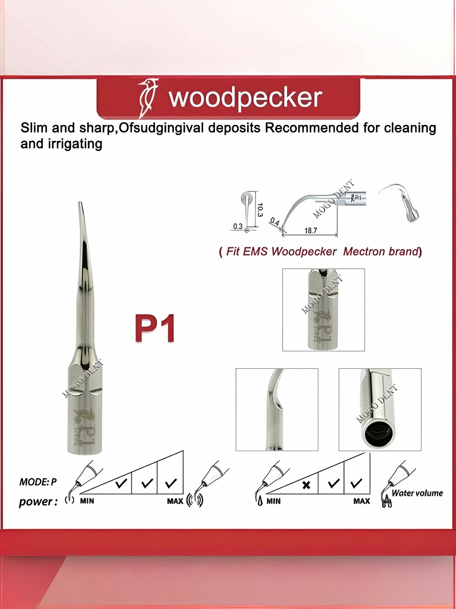 Насадка пародонтологическая Woodpecker P1 для скайлера, (подходит к Woodpecker, EMS)