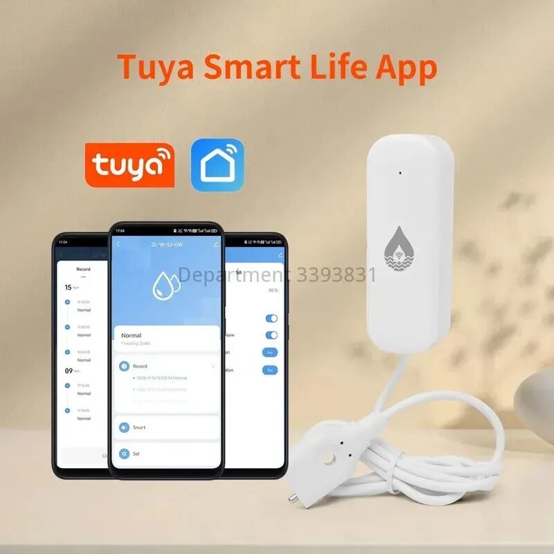 Датчик протечки воды детектор сигнализации датчик протечки воды совместим с Smart Life Google Home Alexa WIFI Tuya