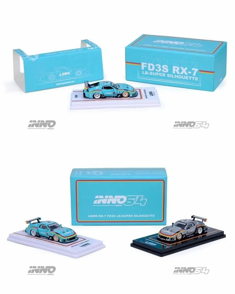 Inno 64 LBWK RX7 1/64 Diecast Model Mazda LB-Super Silhouette FD3S RX-7, коллекционная модель для взрослых и детей — фото 1