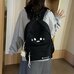 Рюкзак школьный для девочек черный с котиком, городской портфель для учебы и прогулок