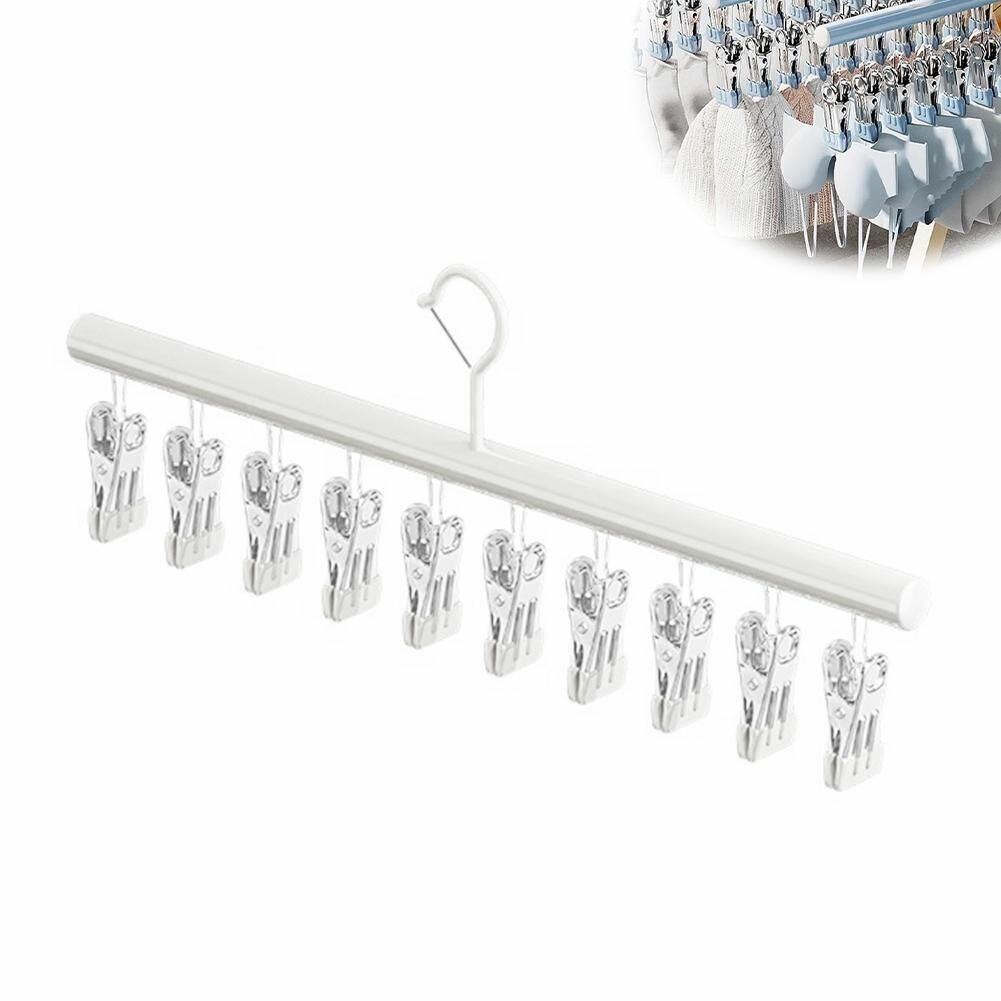 Вешалка 10 прищепок для носков брюк кофт розовый