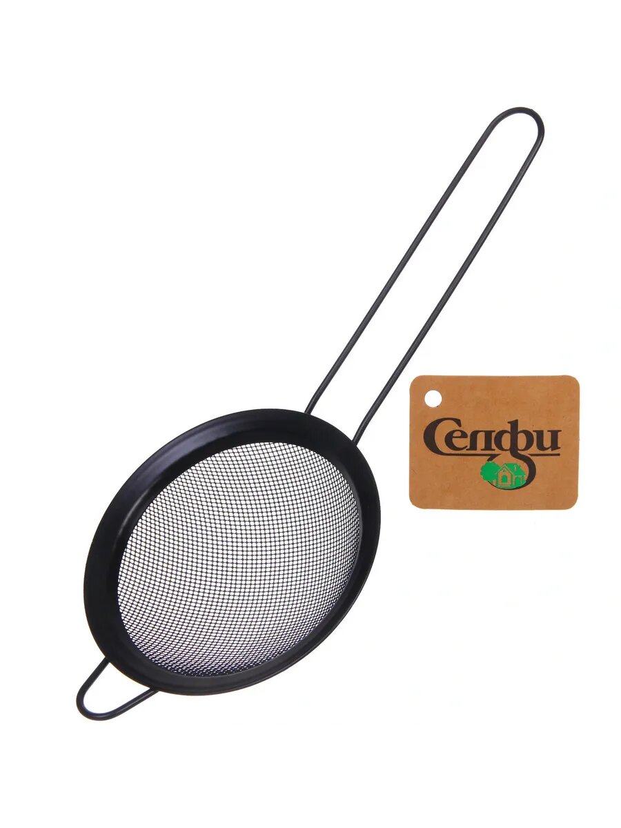 Сито металлическое, кухонное "Black" 22см с ручкой, цвет черный