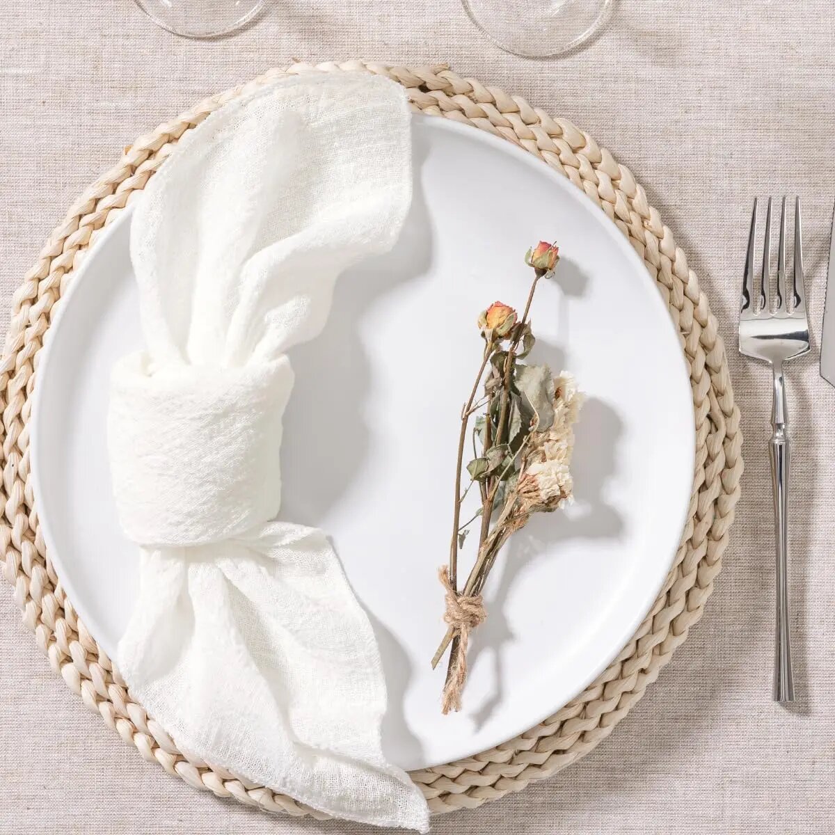 Хлопковые столовые салфетки, 10 шт. White