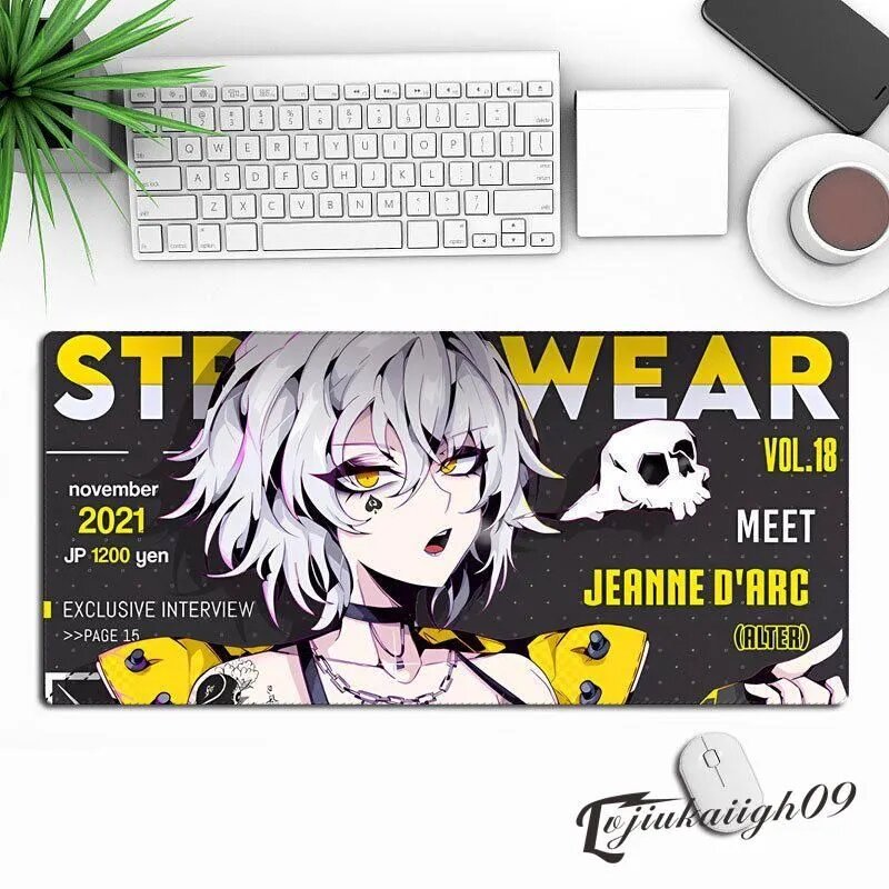 Коврик для мышки XL Jeanne D'Arc (ALTER) хаки белый для компьютерного стола с рисунком