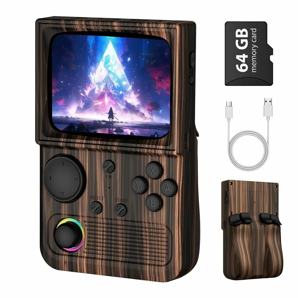 Новая обновленная игровая консоль R36T Retro Wood Grain Series с 25 эмуляторами 18000+ игр и 4G / 5G WiFi Multiplayer & Fast Charging & 3D Joystick