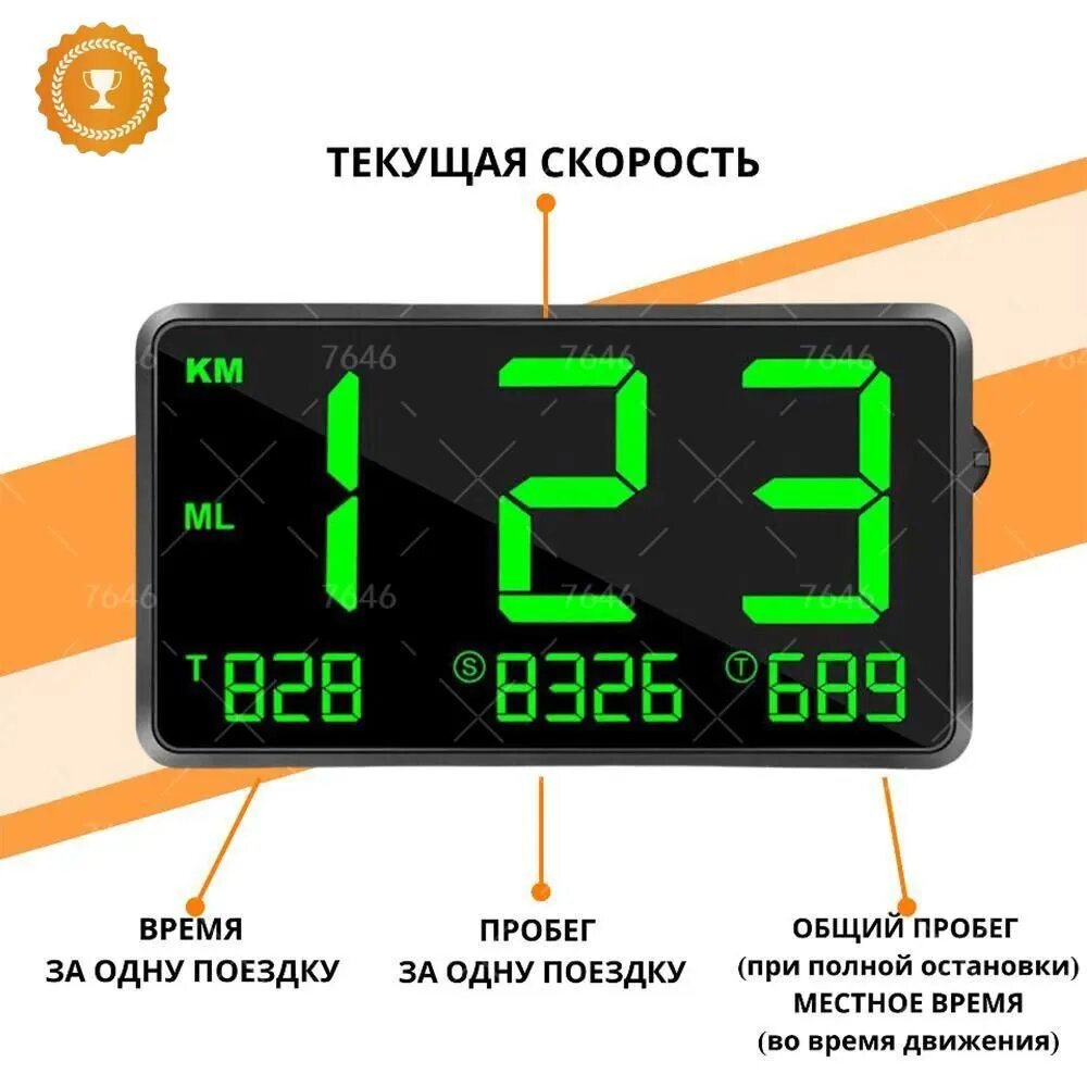 Бортовой компьютер для автомобиля MASGOV C80, отображение скорости, USB питание, диагональ 4,5 дюйма, черный цвет — фото 1