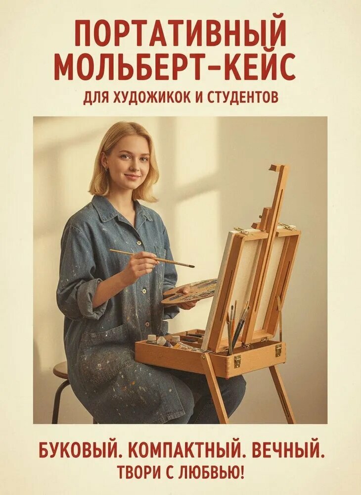 ZHONE Этюдник деревянный: комплект этюдника с мольбертом, планшетом и ручкой для художников на пленэре