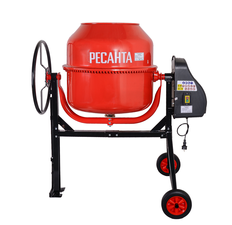 Бетономешалка Ресанта БМ-180Ч, 180 л, 32 об/мин, 800 Вт, чугун