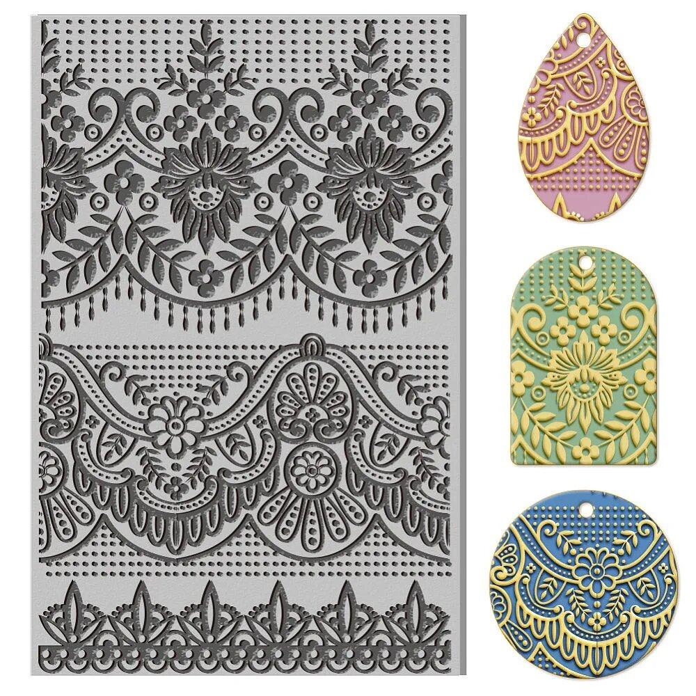 1 шт. коврик с текстурой кружева и глины для вышивания, шаблон для моделирования из глины, листы с текстурой