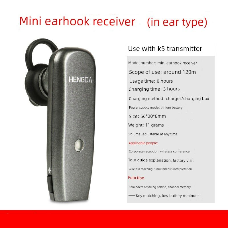 Мини-наушники с креплением на ухо для беспроводной системы гидов, совместимость с Bluetooth