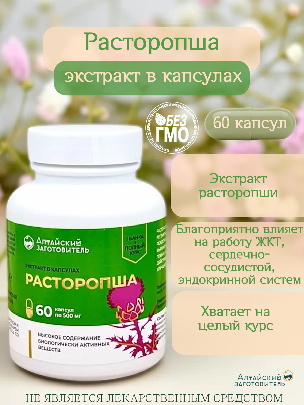 Алтайский заготовитель Растительный экстракт "Расторопша", 60 капсул