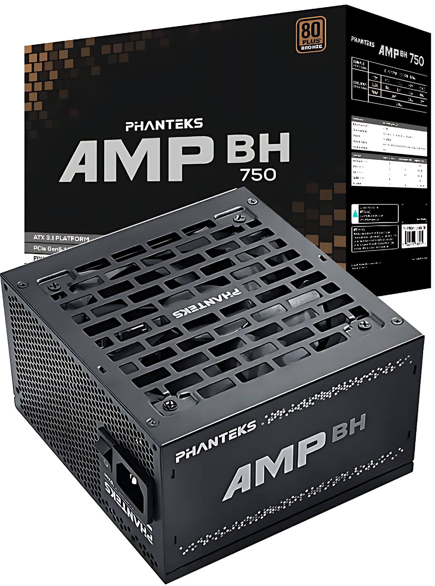 Блок питания PHANTEKS AMP 750W AMP BH Black, 120 мм, 16 Pin PCIe 5.0, 80 PLUS Bronze (PH-P750BM_BK01)