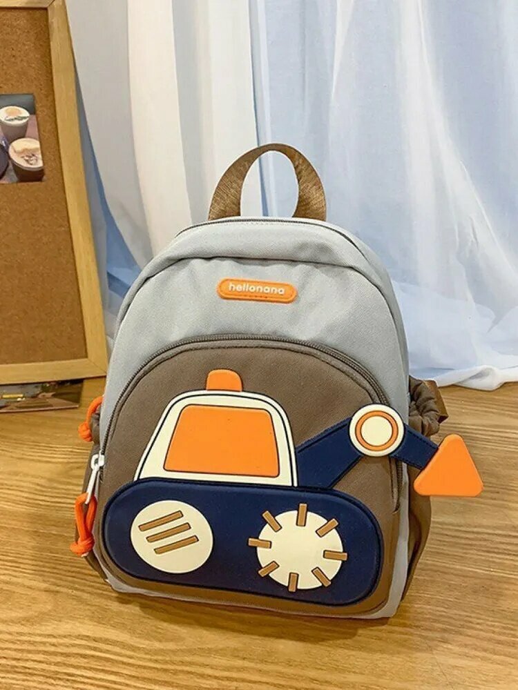 Рюкзак-экскаватор, ортопедический, для мальчика, серо-коричневый