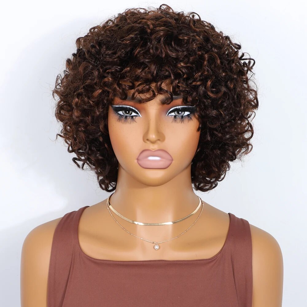 Lekker Highlight Brown Короткий кудрявый парик