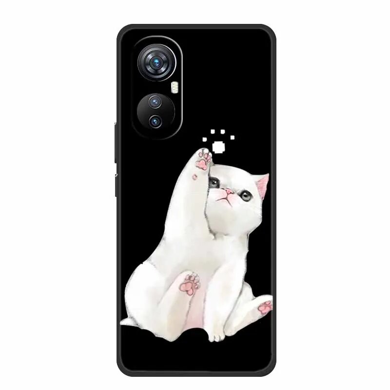 Черный силиконовый чехол для Blackview A200 Pro с котиком