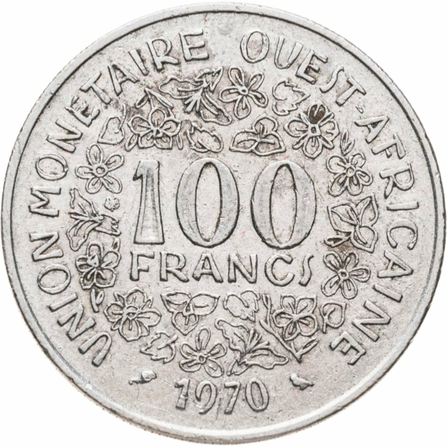 Западная Африка BCEAO 100 франков francs 1970, Никель, в сохранности XF