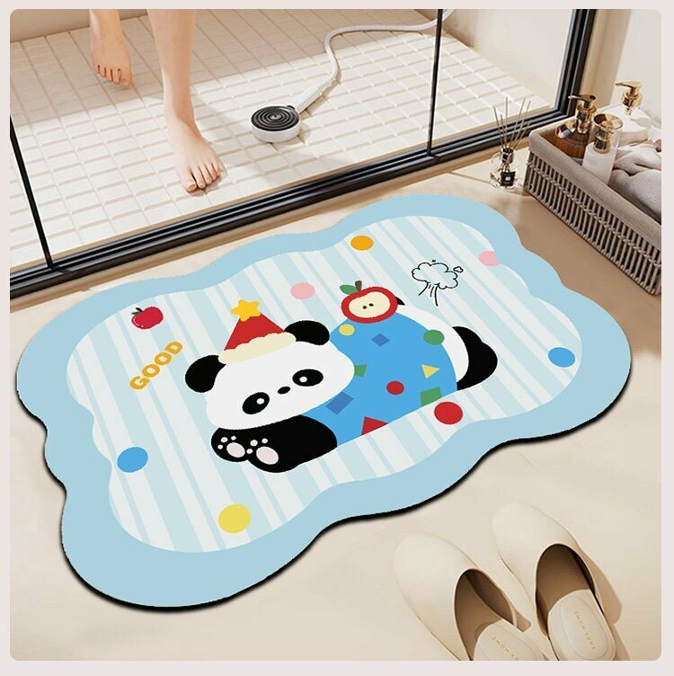Детский ковер，Ковер панды，Безопасный и экологический，Легко чистить，40*60cm，голубой