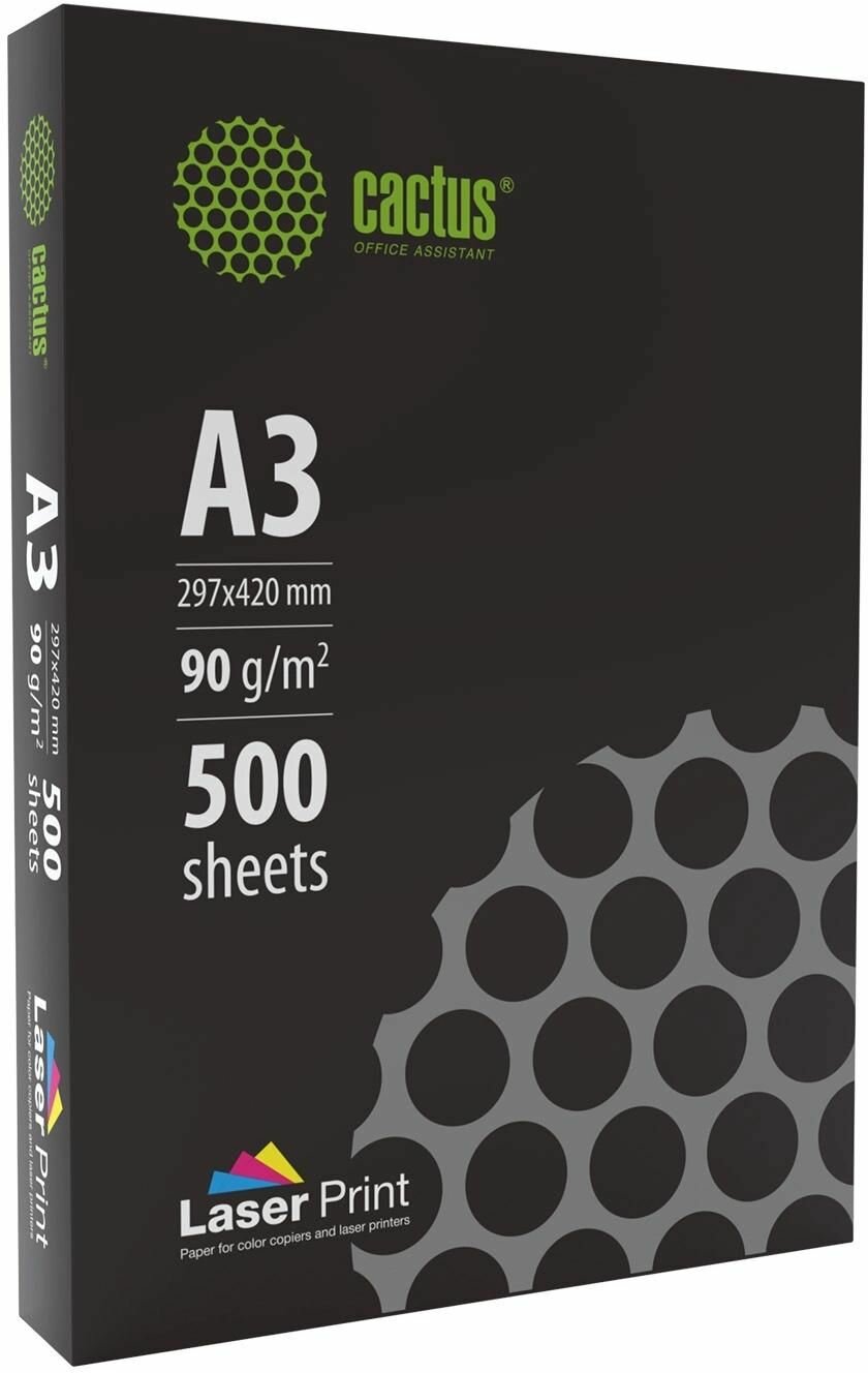 Бумага CACTUS марка A 90 г/м2, 500 л, белый CIE170 % для лазерной печати (CS-LPA390500)