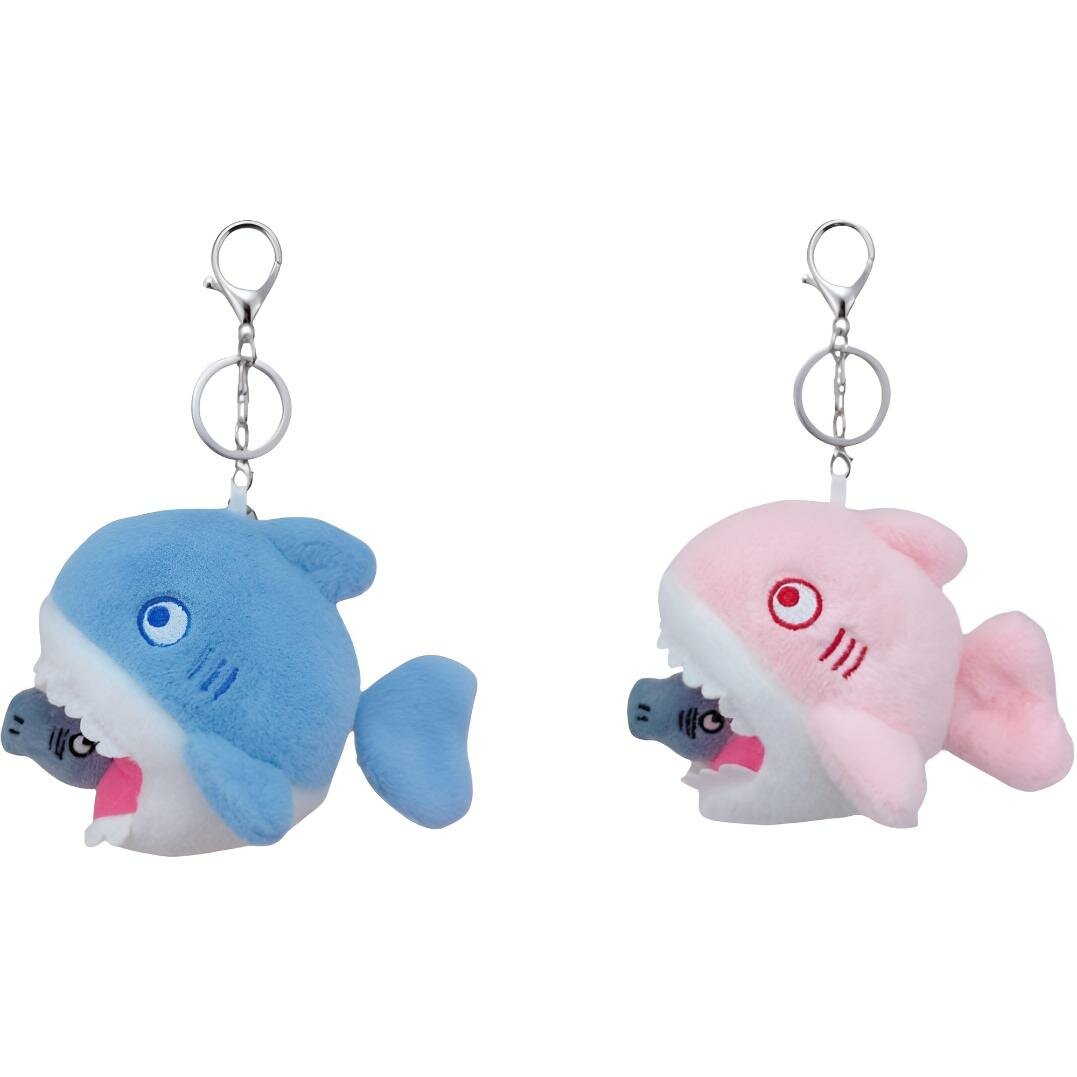 Игрушка-брелок унисекс AOAOXIONG Акула, кусающая за руку, 12 см, Blue+Pink