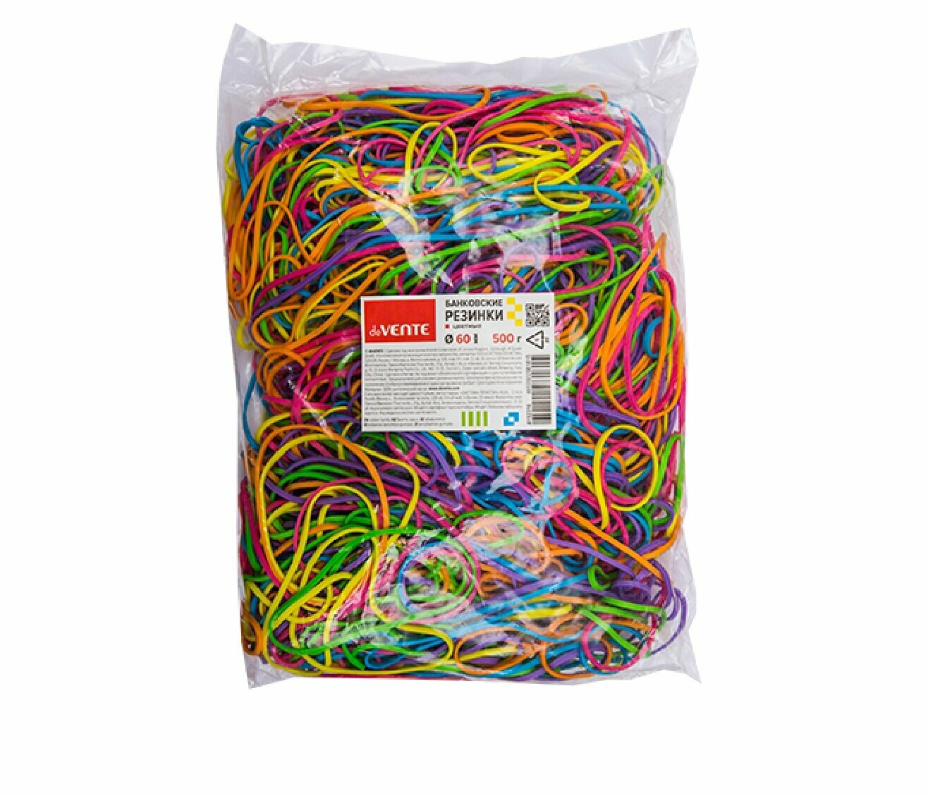 Резинки банковские "deVente", разноцветный, упаковка 500 г, длина 60 мм
