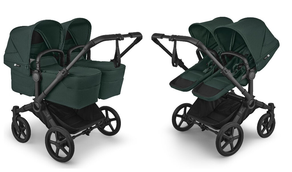 Детская коляска 2 в 1 для двойни и погодок Bugaboo Donkey 6 Twin на шасси Black fern green