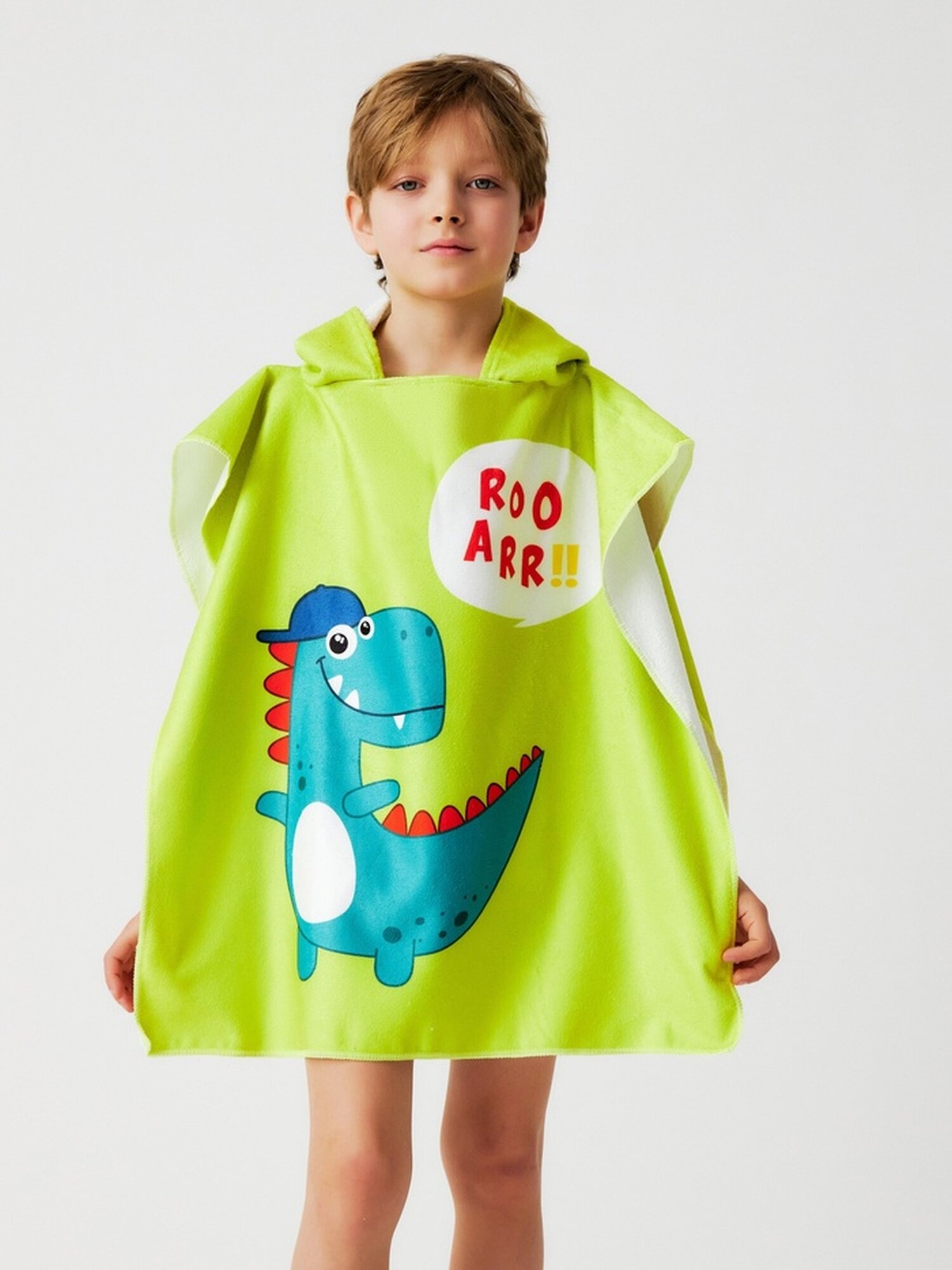 Полотенце - пончо детское махровое LoveLife «Дино» 60×120 см, зелёное