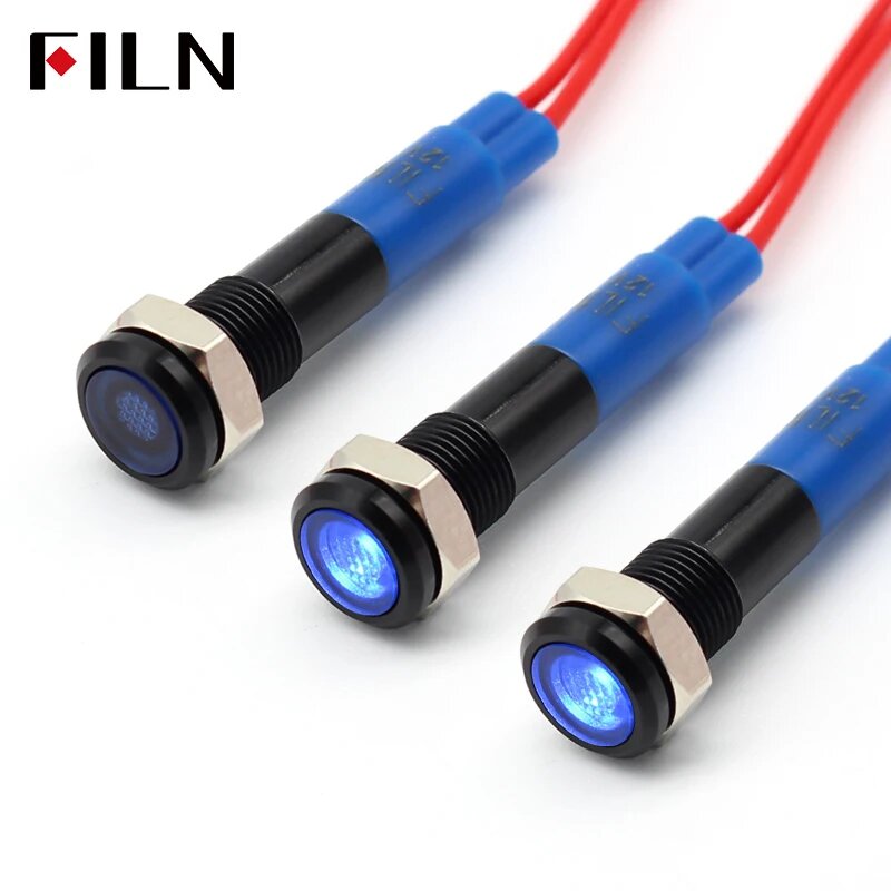 FILN Светодиодный индикатор 6мм, темно-синий, 12-24V