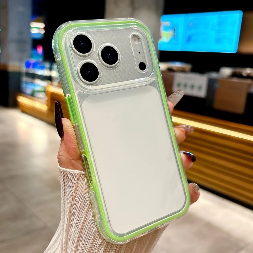 Чехол для iPhone 17 Pro Max, зеленый, прозрачный