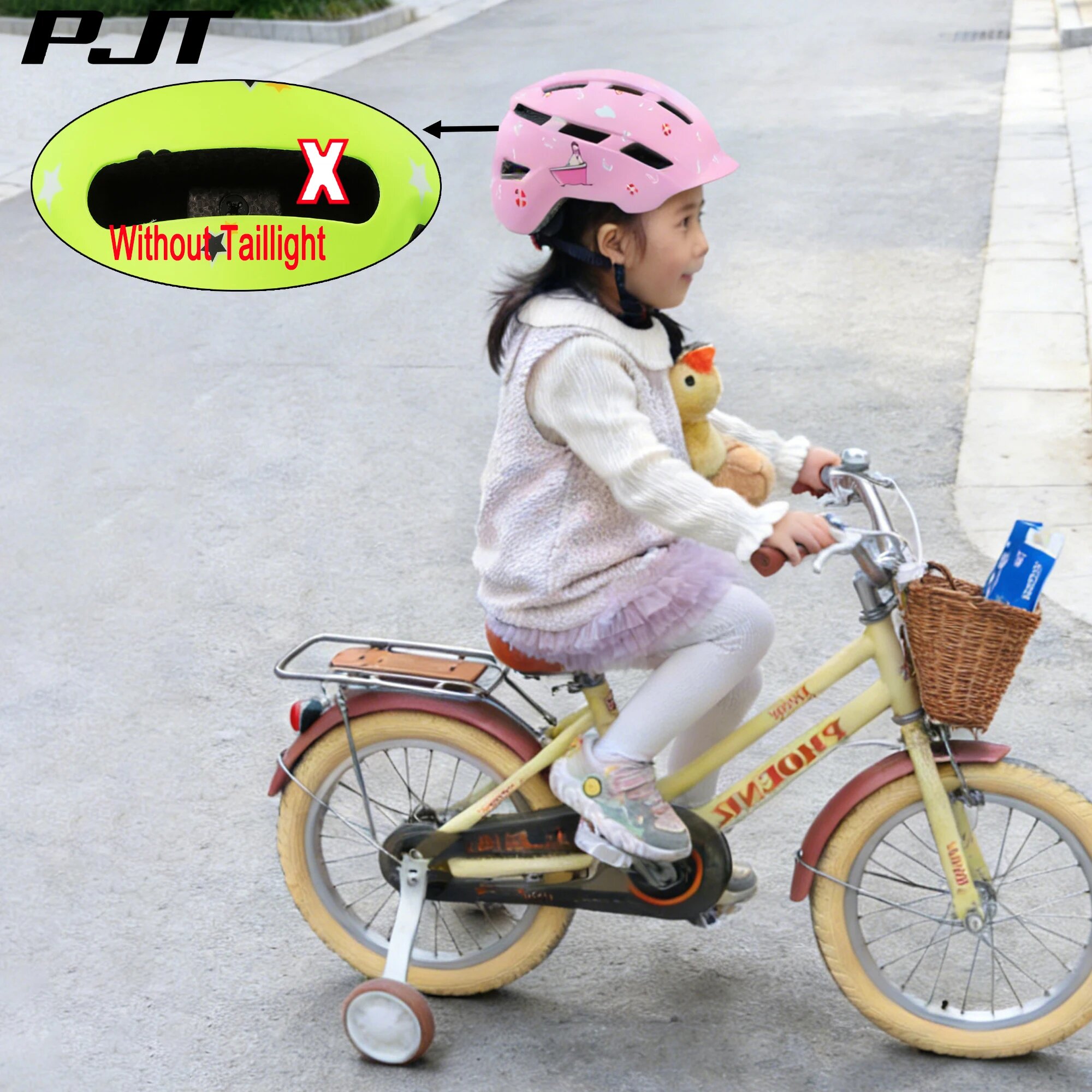 Детский велосипедный шлем PJT P-6 черный S 46-50 cm, P-6L Pink-No Lamp