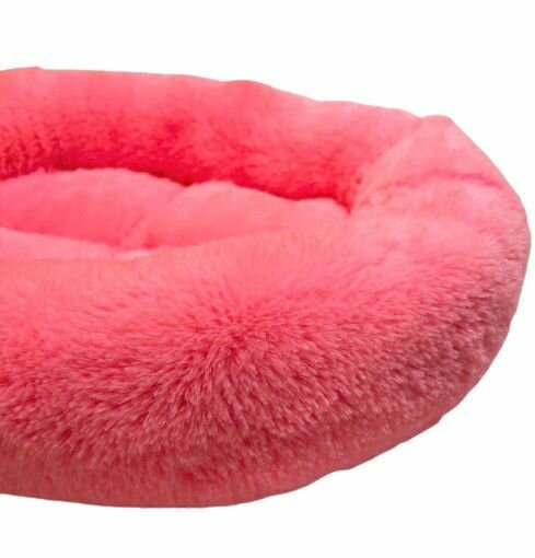 Лежанка хвостел "Розовая пантера" экомех премиум, подстилка для кошек и собак мелких и средних пород с мехом, лежак для животных с бортиками, матрасик 45 x 35 см