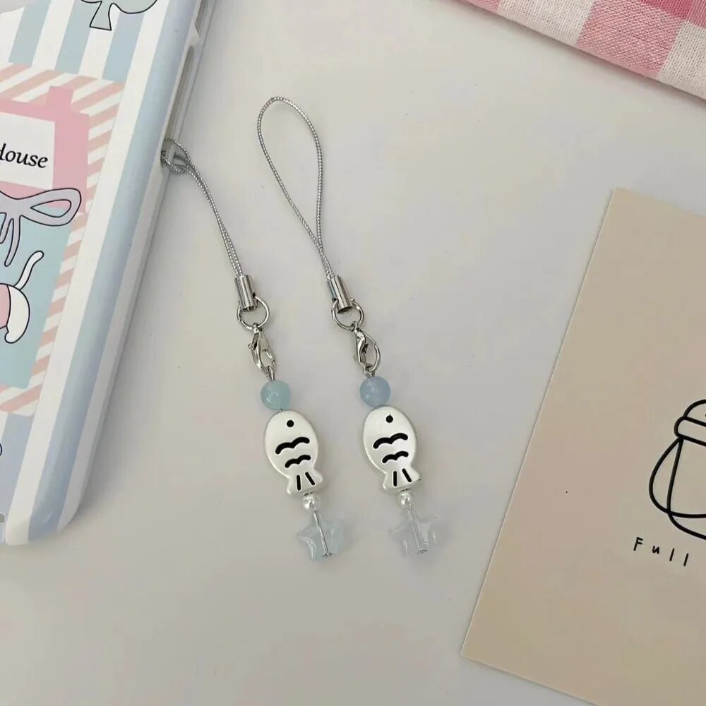 Милая Y2k подвеска в виде рыбы, чехол для телефона, подвеска, ремешок для мобильного телефона, милый ремешок для телефона из бисера, сумка, брелок, ремни