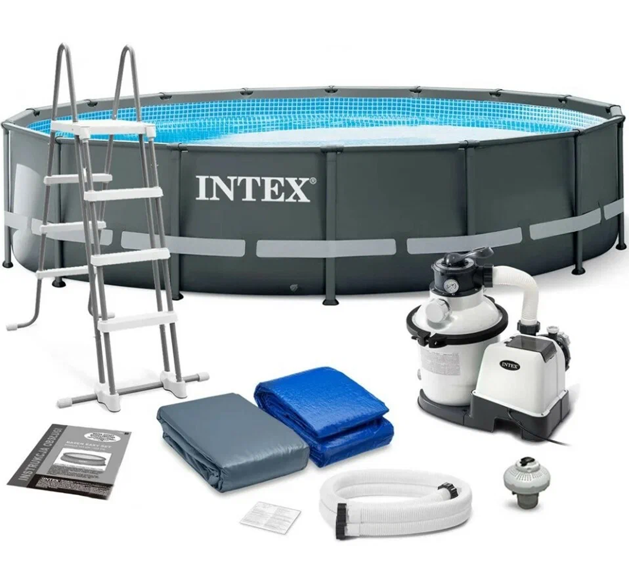Каркасный бассейн Intex 26330 Ultra Frame / 549x132 см, круглый, серый