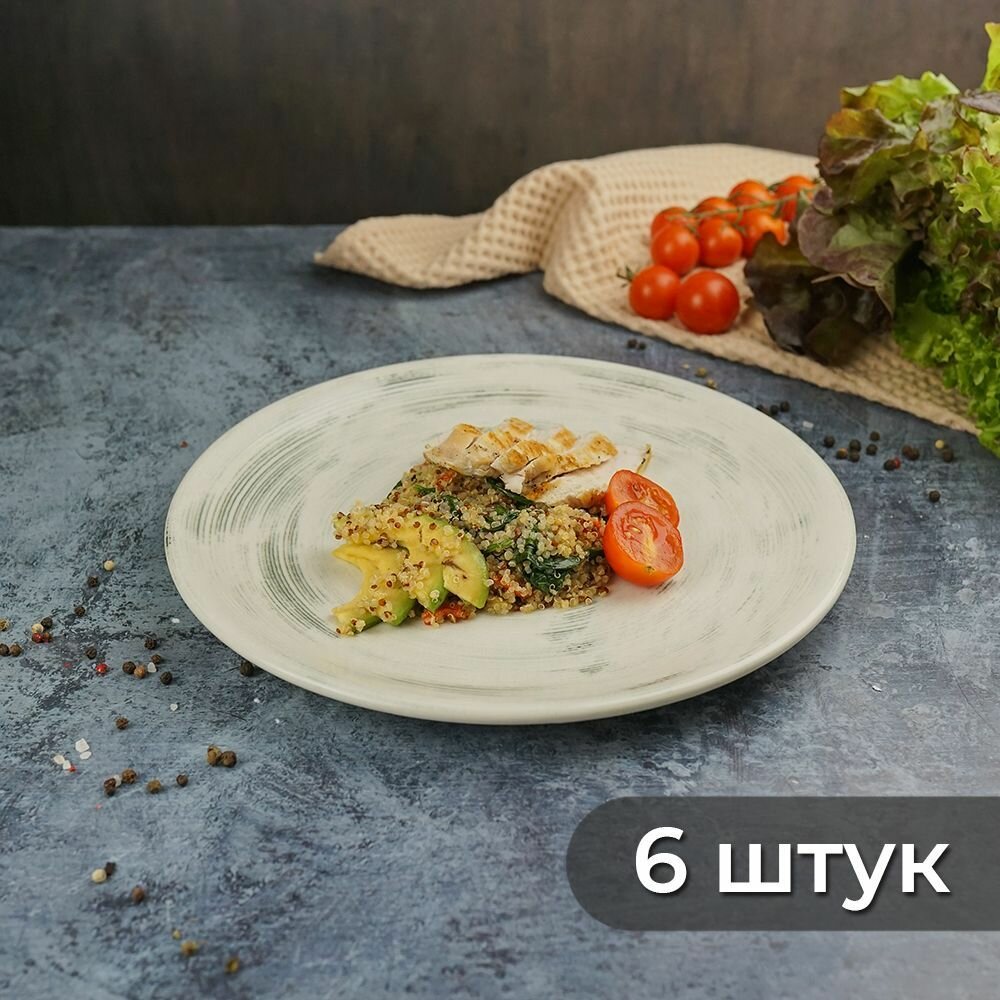 Тарелка круглая диаметр 23см фарфор By Bone серия "Falme Grey" 6шт