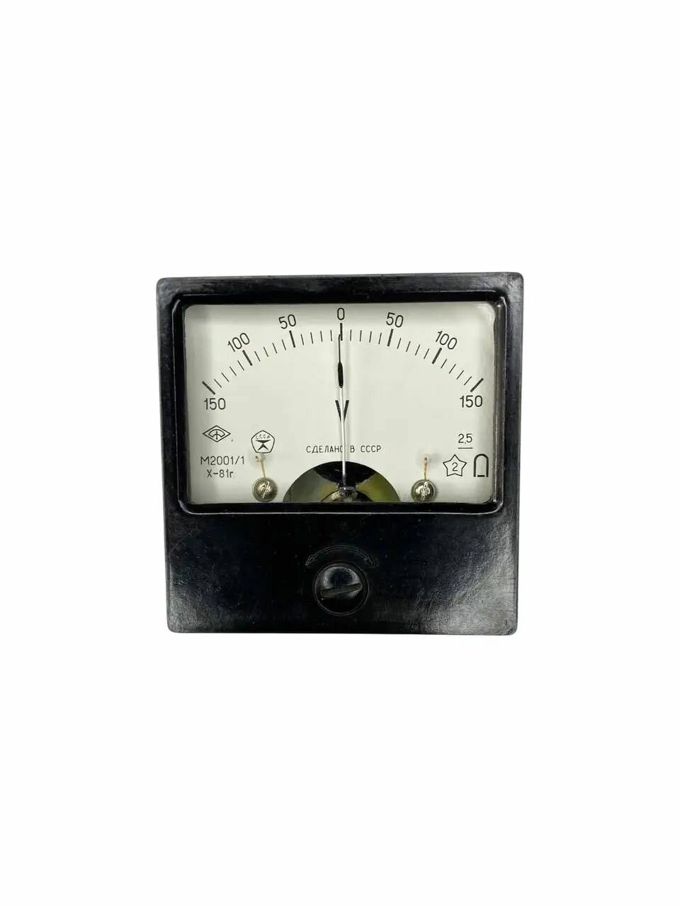 Стрелочный вольтметр М2001 150-0-150В 60х60х69,5 мм (с хранения) СССР 1981г, пассивный компонент