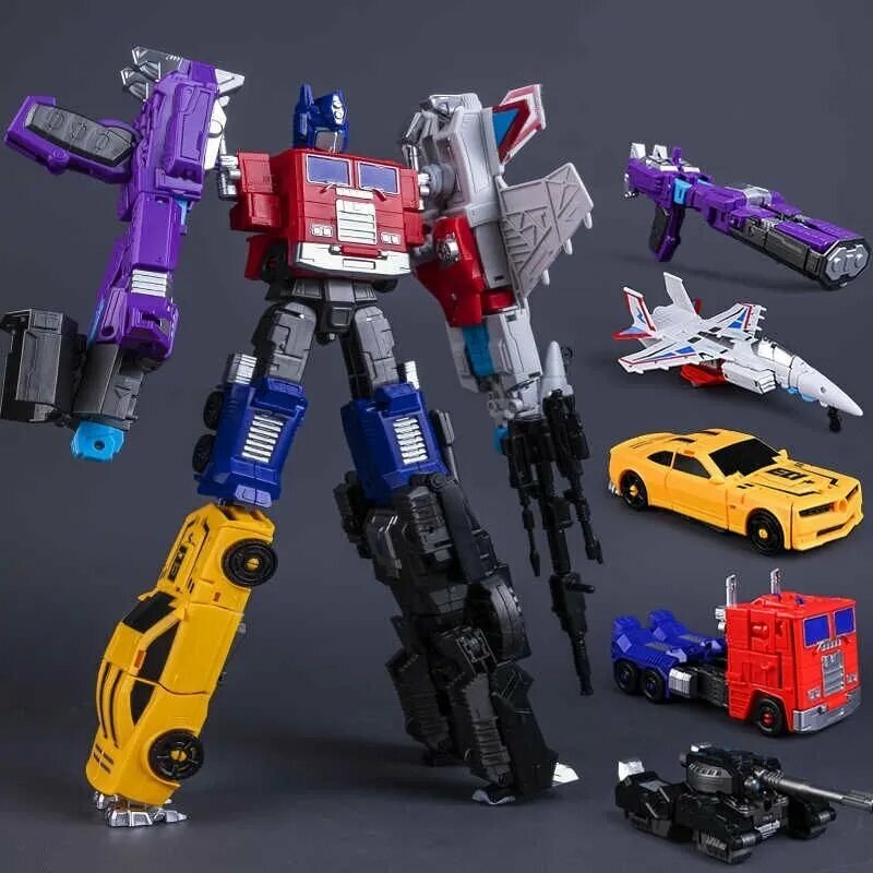 5 в 1 / подарок для мальчика Predaking Игрушка трансформер Леопард Devastator робот, 34CM