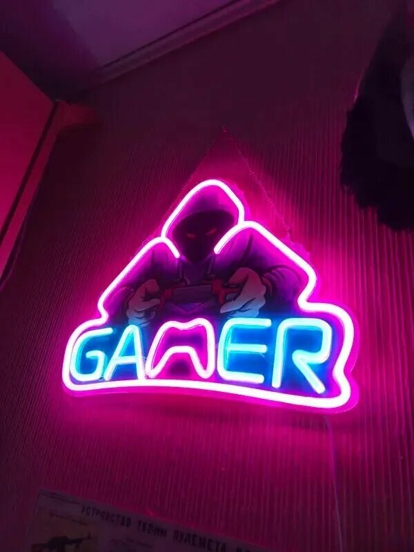 Неоновый светильник GAMER LED игровая комната подарок для подростков