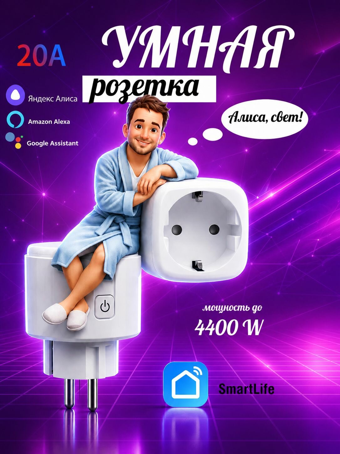 Умная розетка WiFi с Алисой и Яндекс
