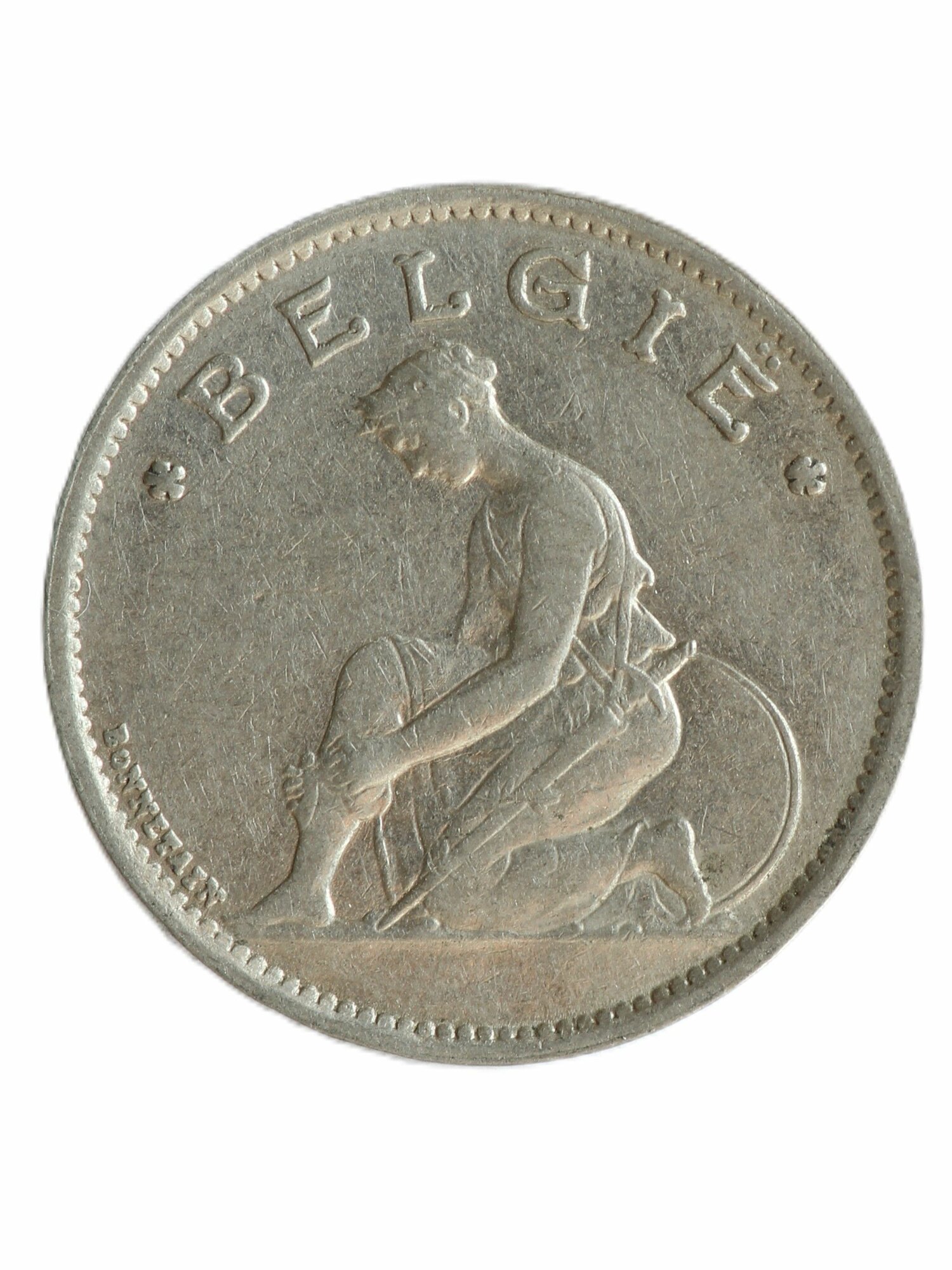Подлинная монета Бельгии 1 франк 1929 года BELGIE