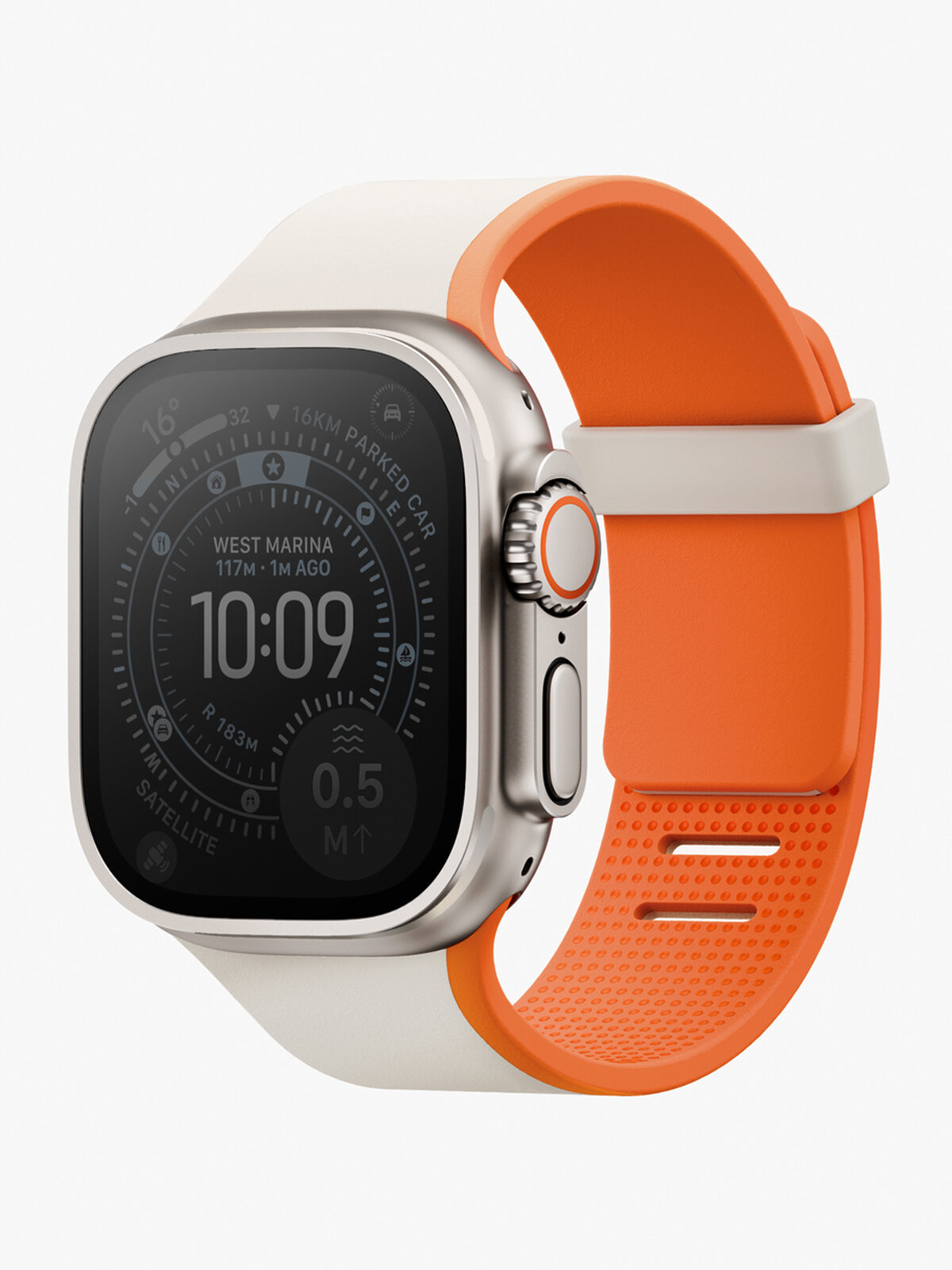 Ремешок Uniq для Apple Watch 44/45/46/49 мм, Revix IV силиконовый, с магнитными звеньями, серый/оранжевый
