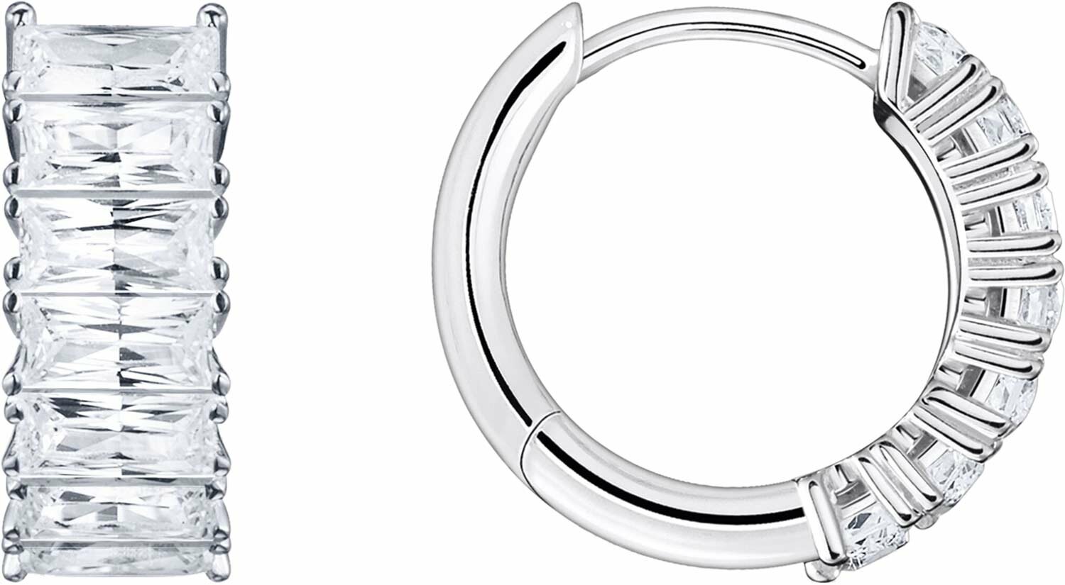Серьги конго, серебро, 925 проба, фианит