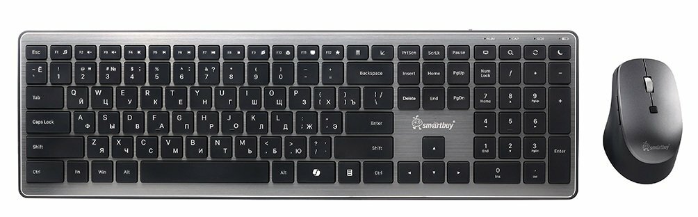 Комплект беспроводной (клавиатура + мышь) Smartbuy SBC-303665AGS серый металлик мультимедийный