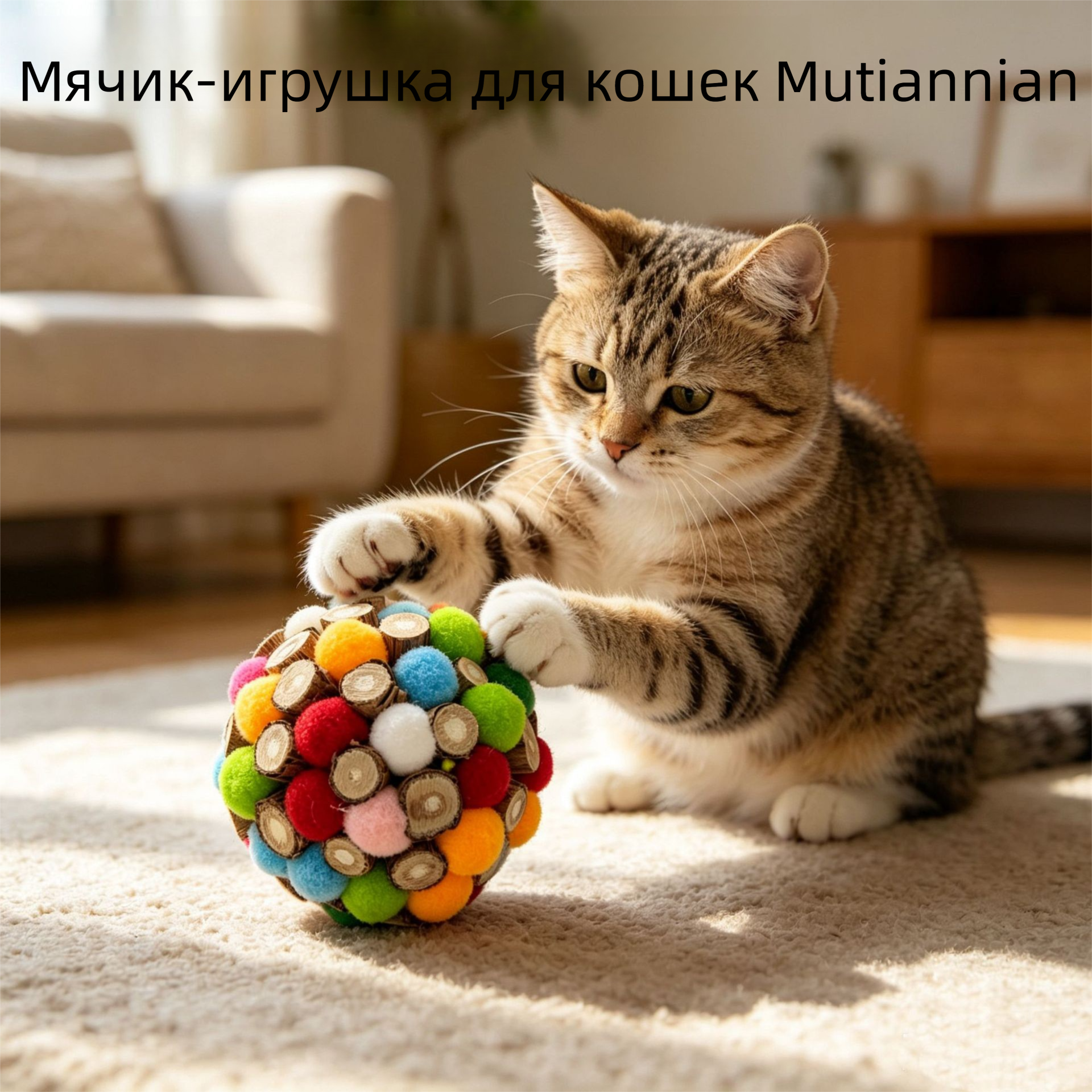 Мячик с кошачьей мятой для развлечения кошек, для самостоятельных игр, плюшевый мячик.2шт.