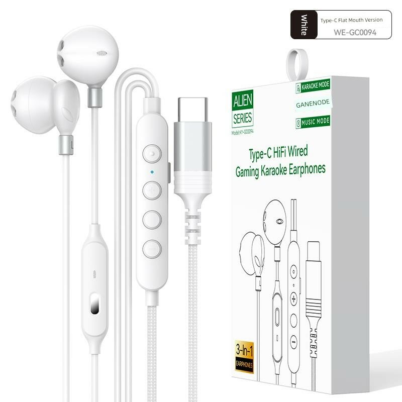 Проводные наушники с Type-C разъемом и HiFi стереозвуком, белые, с встроенным микрофоном, совместимые с Xiaomi 13/14/15