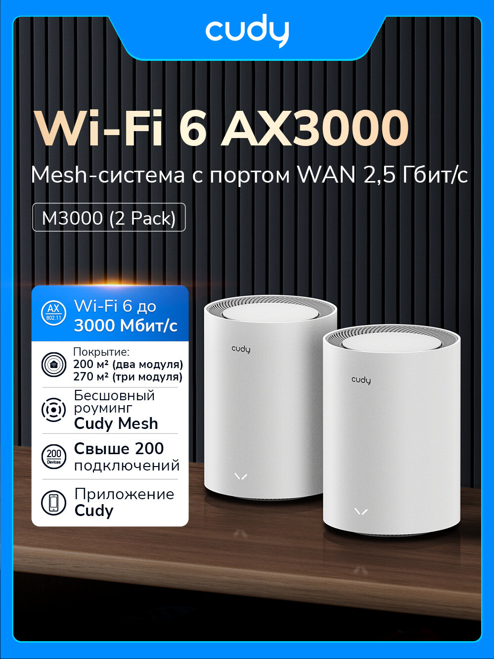 Бесшовный Mesh роутер Cudy M3000(2-PACK)