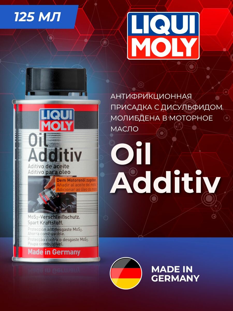 Антифрикционная присадка Liqui Moly с дисульфидом молибдена в моторное масло "Oil Additiv" 125 мл